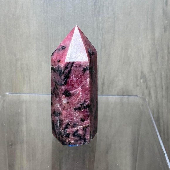 Accents | Rhodonite Crystal Stone Tower Point Pink Black | Poshmark